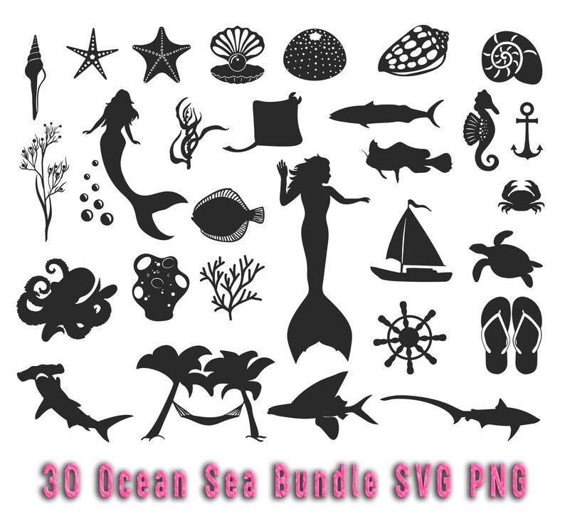 Ocean Sea SVG Bundle Cut File Cricut Silhouette Sea Animal Underwater ...