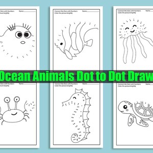 Sea Animal Dot to Dot Drawing, Sea Animal Coloring Page, Under the Sea ...