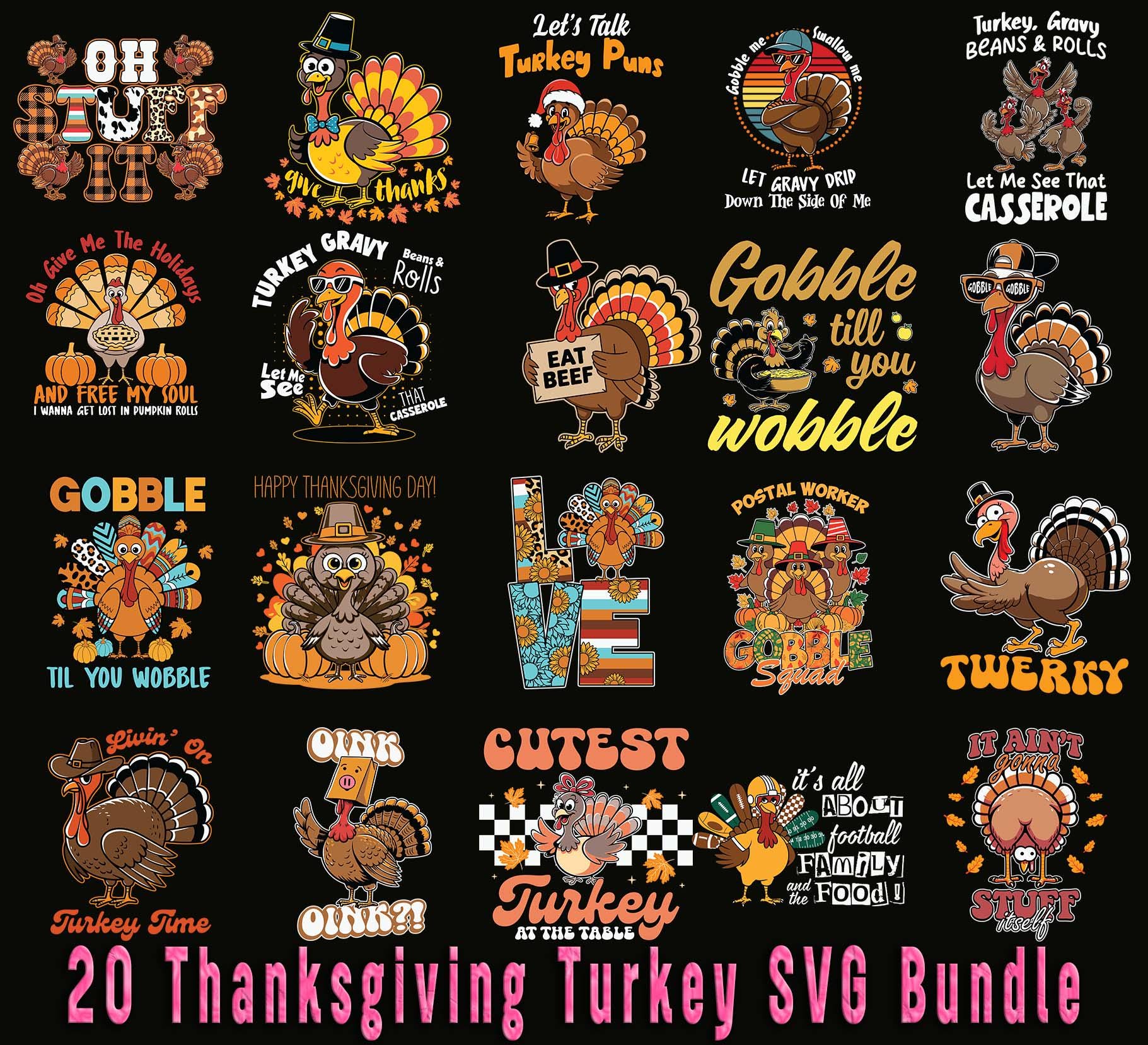 Thanksgiving Turkey SVG Bundle: Fall Designs (digital Download) - Etsy