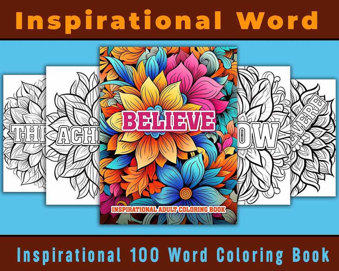 100 Motivational Quotes Coloring Pages: Inspirational Word Art (digital ...