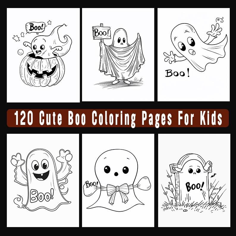 Cute Boo Ghost and Pumpkin Coloring Pages, Ghost Coloring Book, Ghost ...