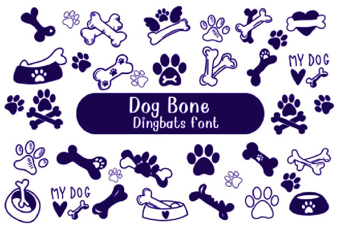 Dog Bone Dingbats Font: Clipart Cut Files for Cricut (digital Download ...