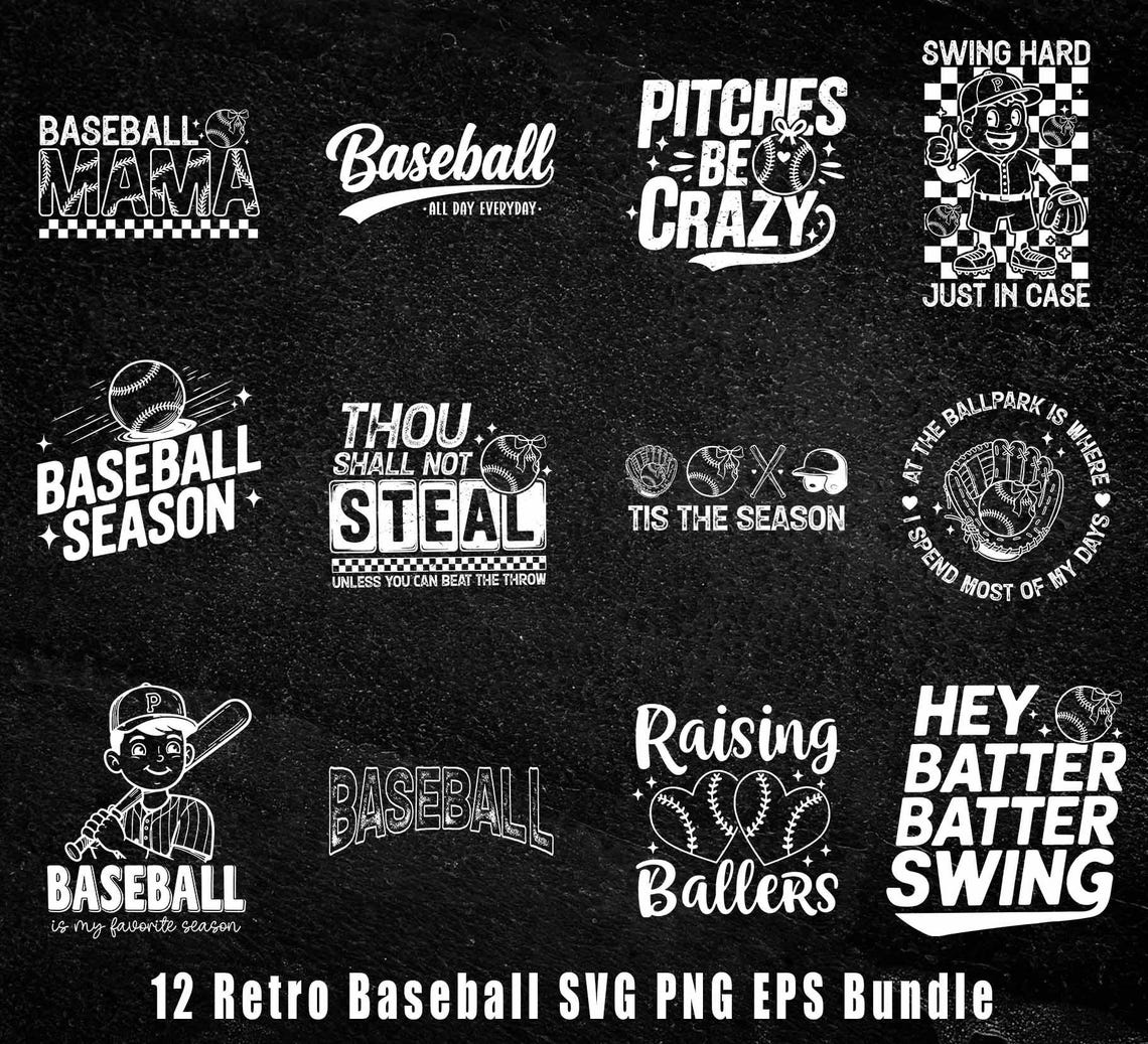 Retro Baseball SVG Bundle: Cartoon Clipart (digital Download) - Etsy