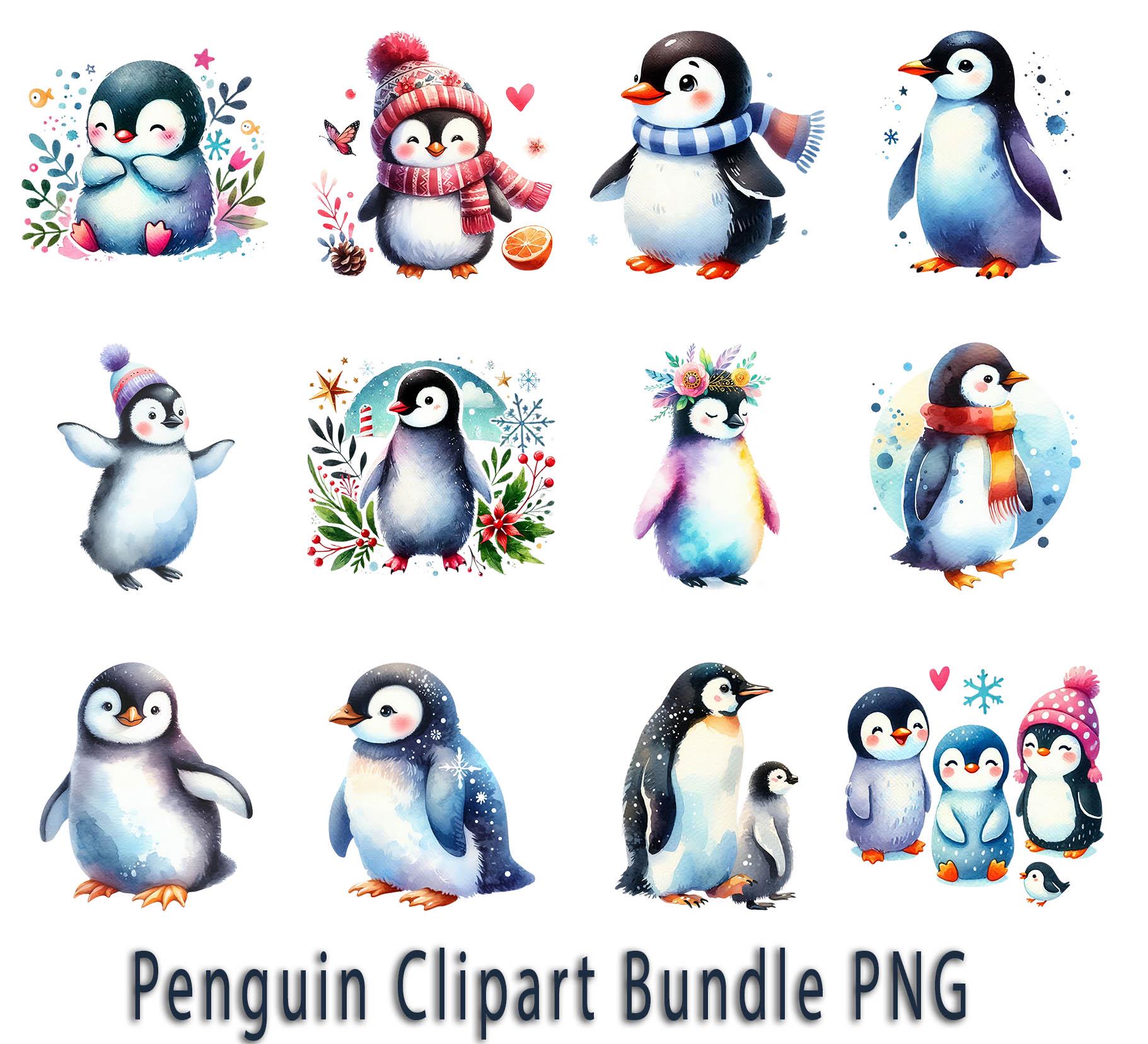 Cute Penguin Clipart Set PNG - 300 DPI, High-resolution, Transparent ...
