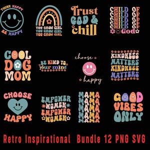 Retro Motivational Quotes Png Svg, Bundle, Inspirational Quotes ...