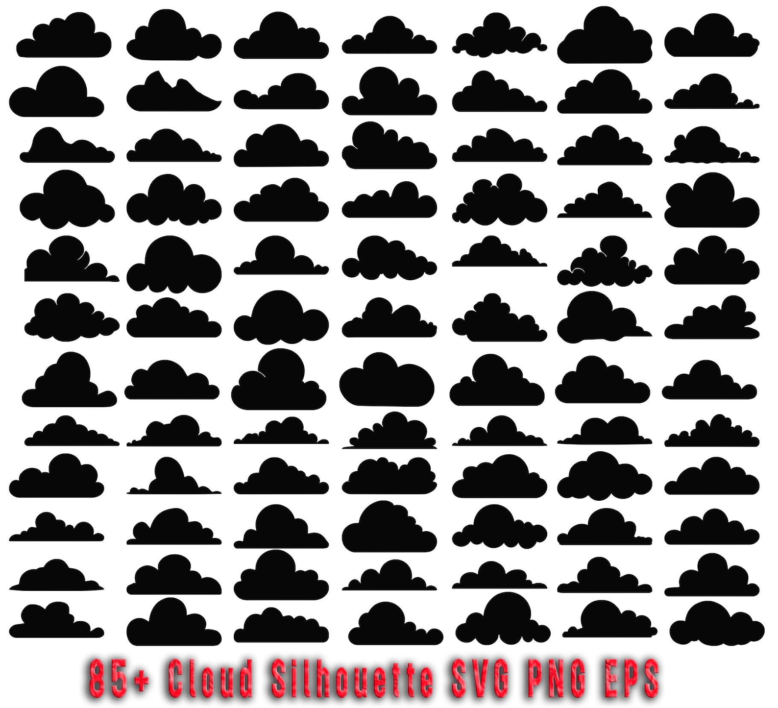 Cloud SVG Bundle, Cloud Vector, Eps, Png, Dxf, Cloud Clip Art, Cloud ...