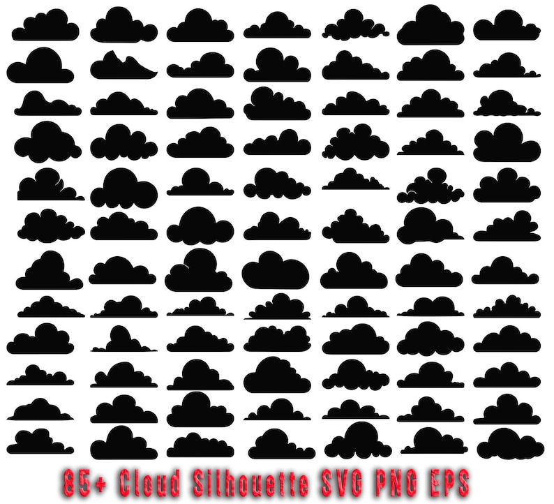 Paquete SVG de nubes, vector de nubes, eps, png, dxf, clip art de nubes ...