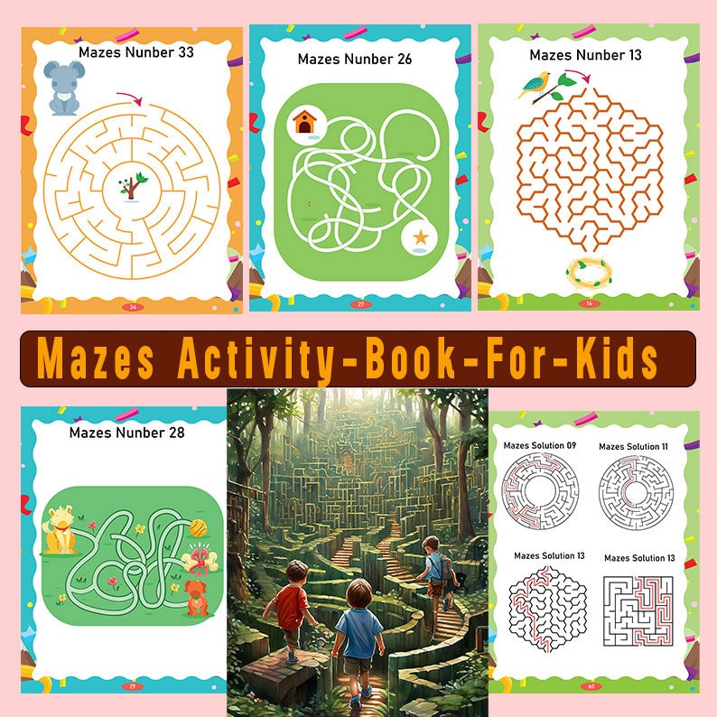 Maze Coloring Book: 55 Printable Kids Activity Pages (PDF) - Etsy