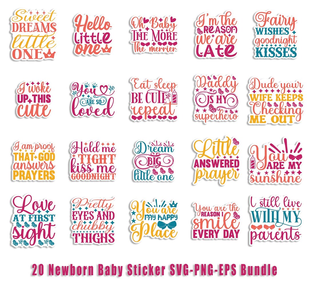 Newborn Baby Sticker SVG Bundle: Funny Onesie Quotes (digital Download ...
