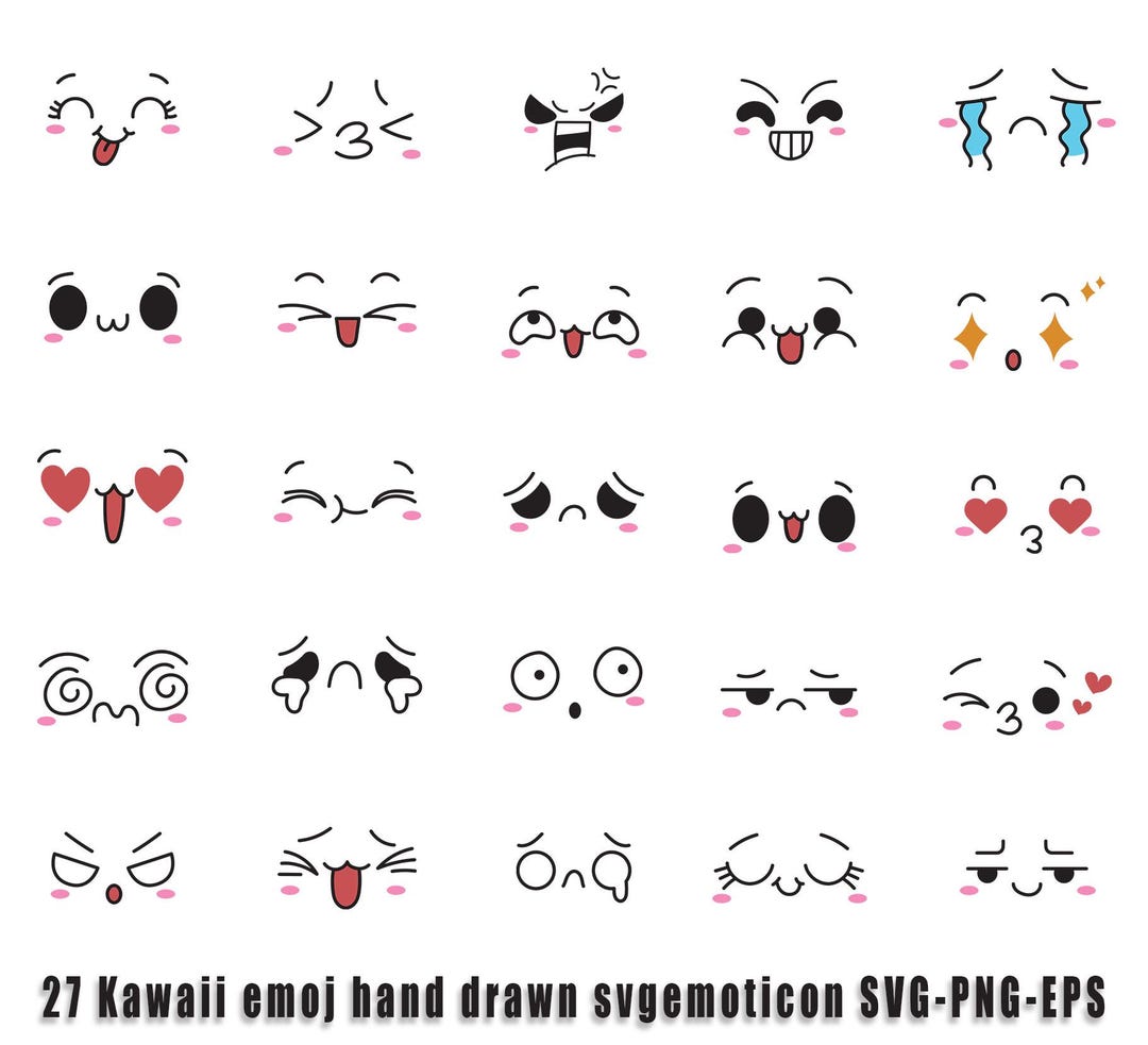 Cartoon Emoji Svg Bundle, Cute Face Emoji PNG Bundle, Emoji Face Pack ...
