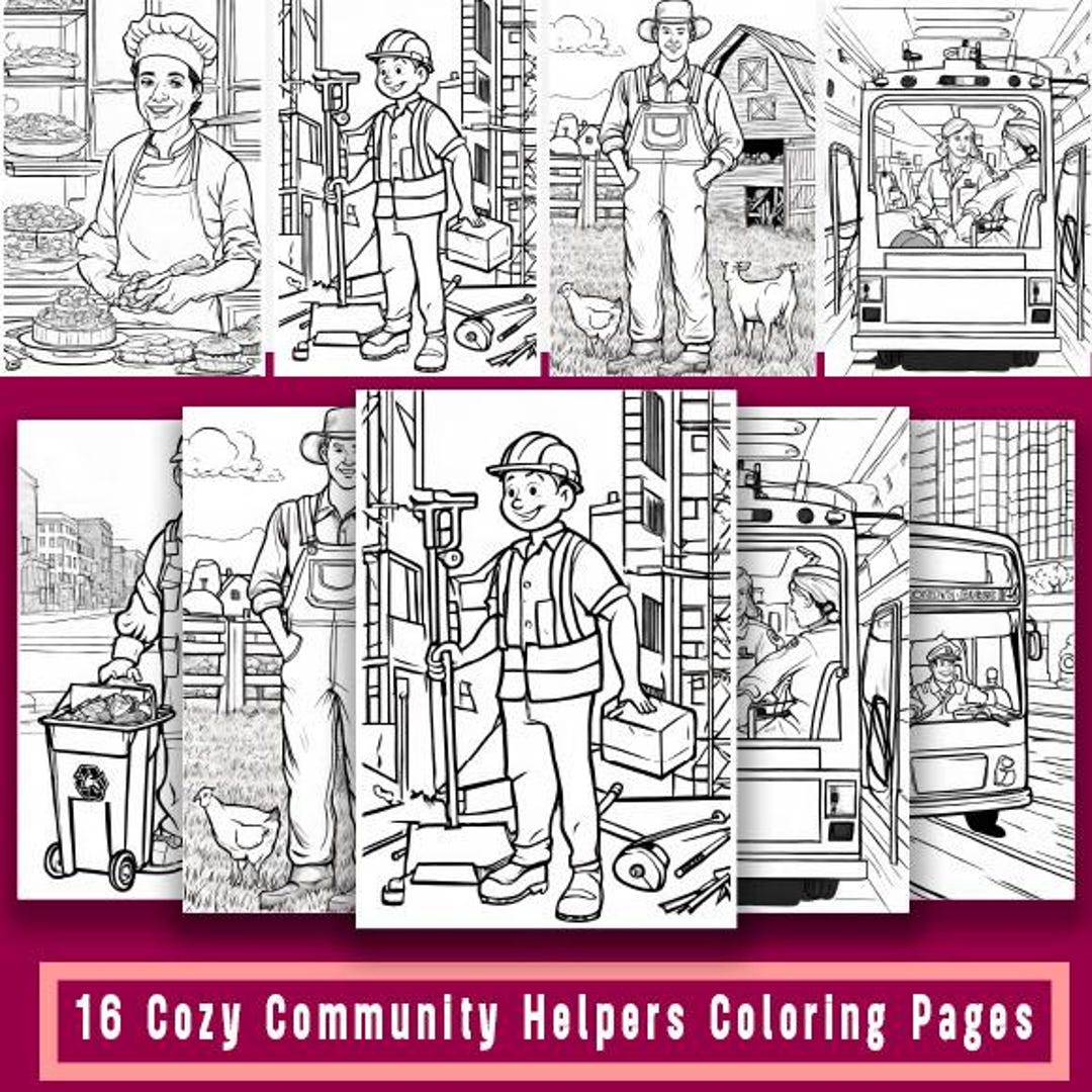 Cozy Community Helpers, Jobs, Career Day, Jobs Coloring Pages, Coloring ...