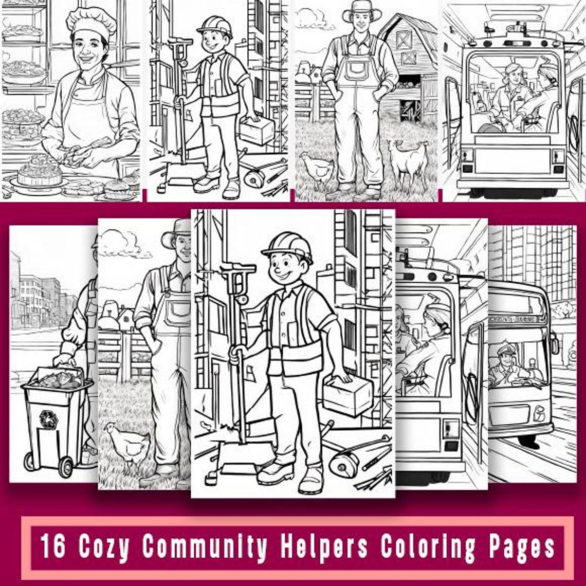 Cozy Community Helpers, Jobs, Career Day, Jobs Coloring Pages, Coloring ...