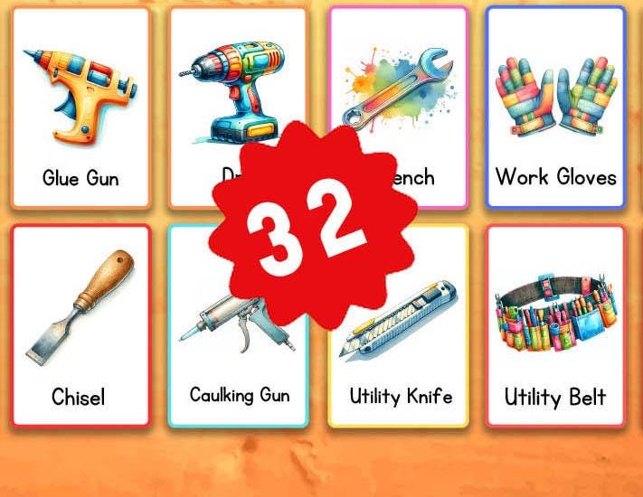 Tools Cards • Montessori Cards Flash Cards Nomenclature Flashcards PDF ...