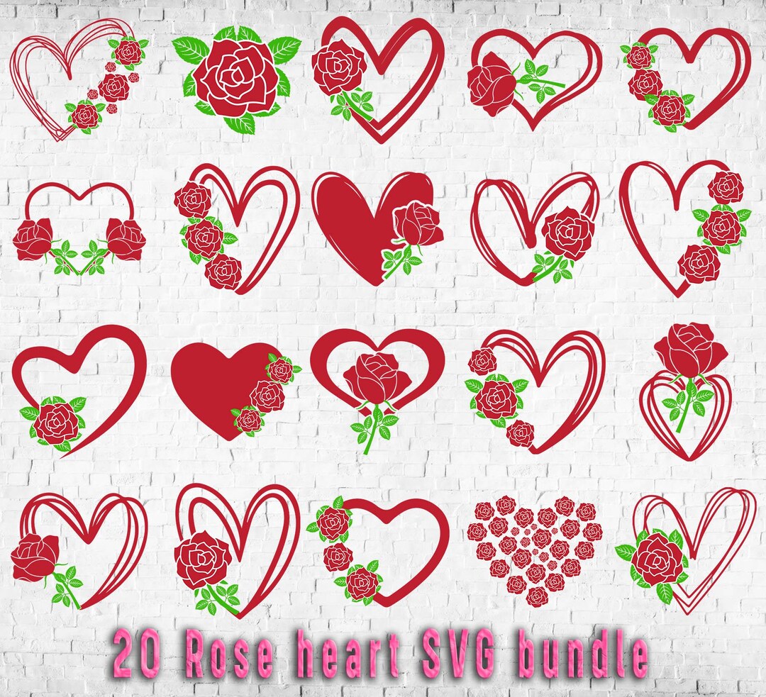Retro Rose Heart SVG Bundle Valentine's Day Red Heart Svg | Red Heart ...
