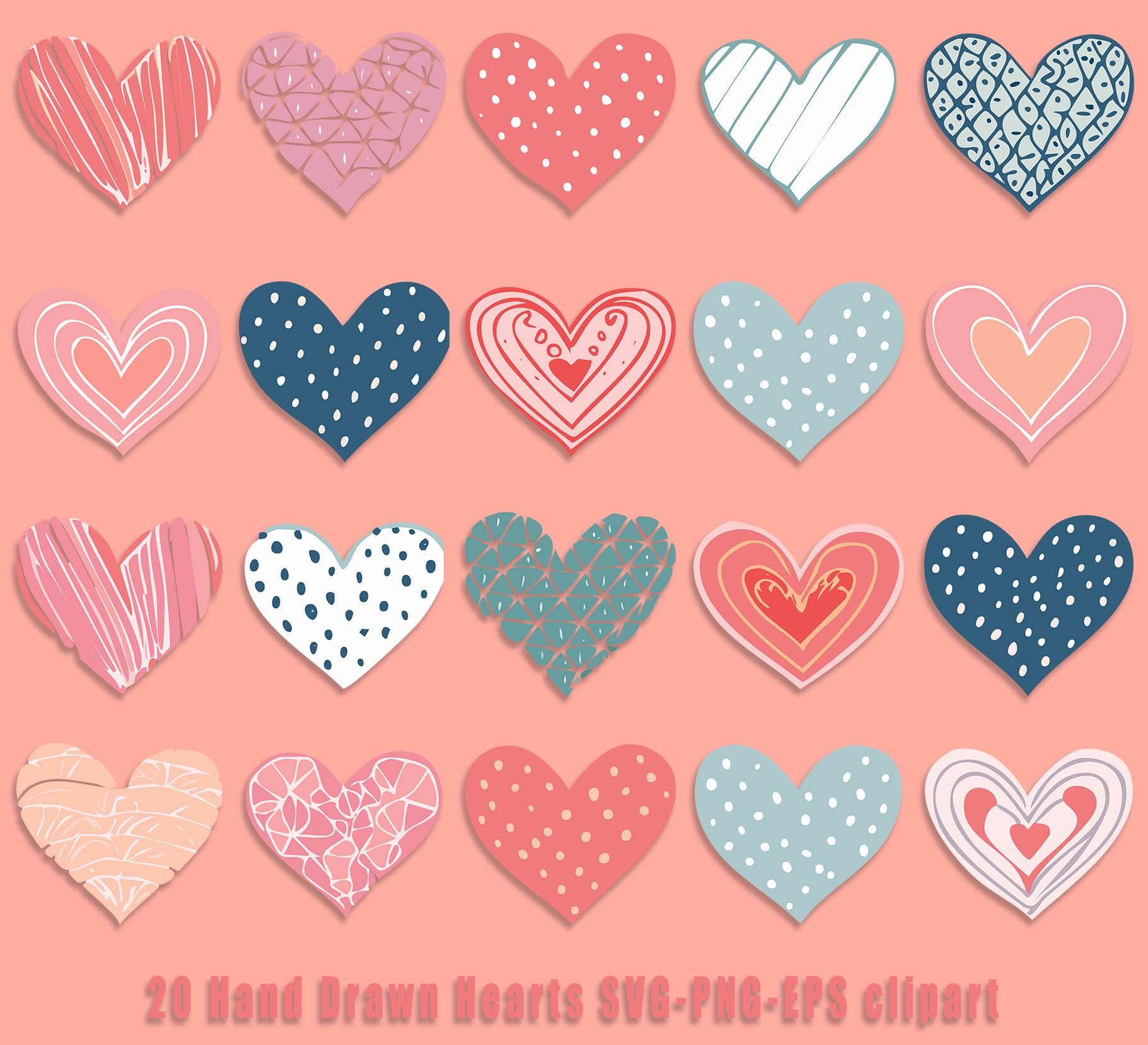 Hand Drawn Heart Doodle SVG Bundle: Cricut Cut Files (digital Download ...