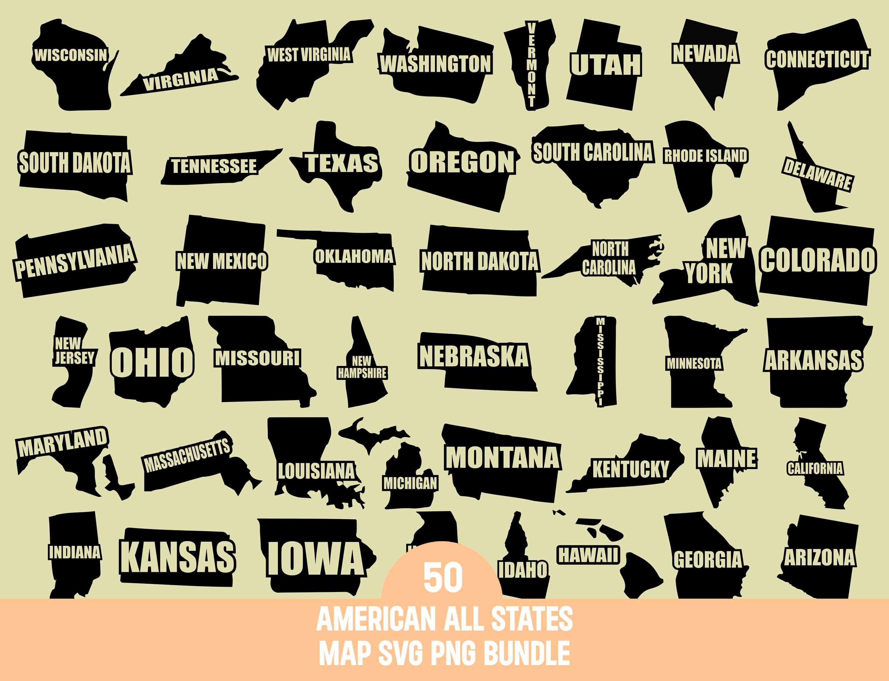 50 States of America Usa Svg, Png | Map United States of America Map ...