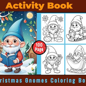 Kids Christmas Gnomes Coloring Pages, Christmas Activity, Printable ...