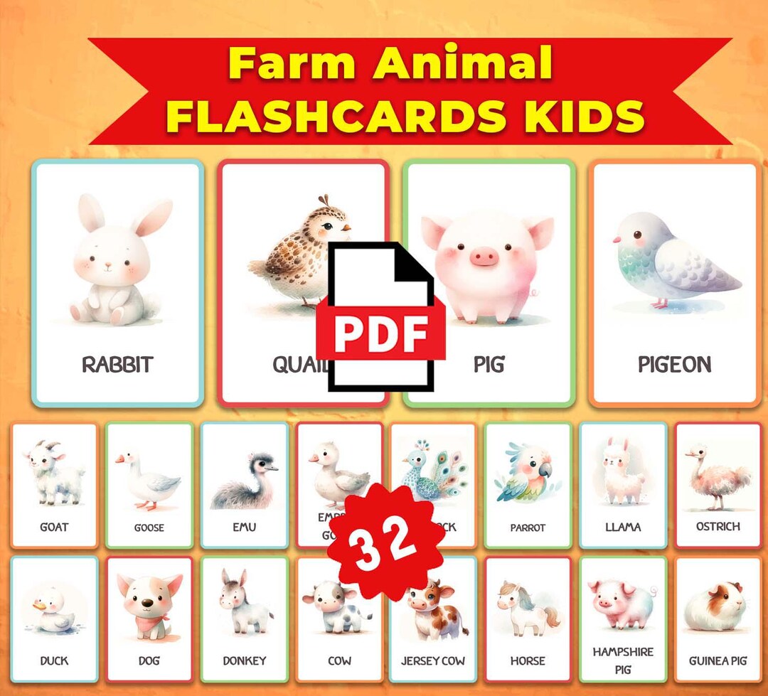 Farm Animal Cards • Montessori Cards Flash Cards Nomenclature ...