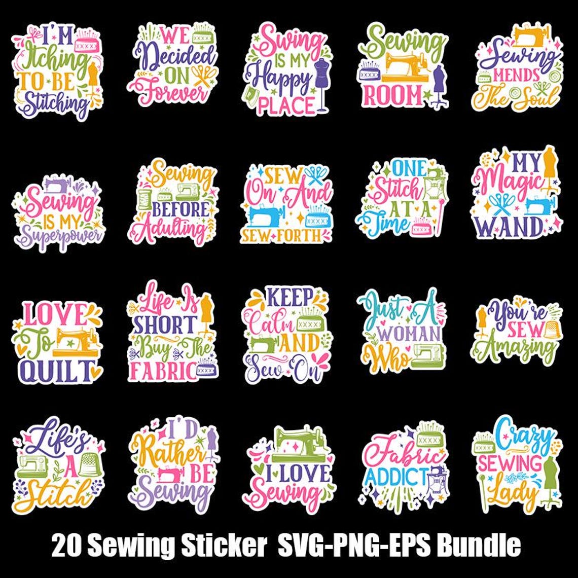 Crafting Sticker Bundle Svg PNG, Sewing Stickers Sewing Quotes Svg ...