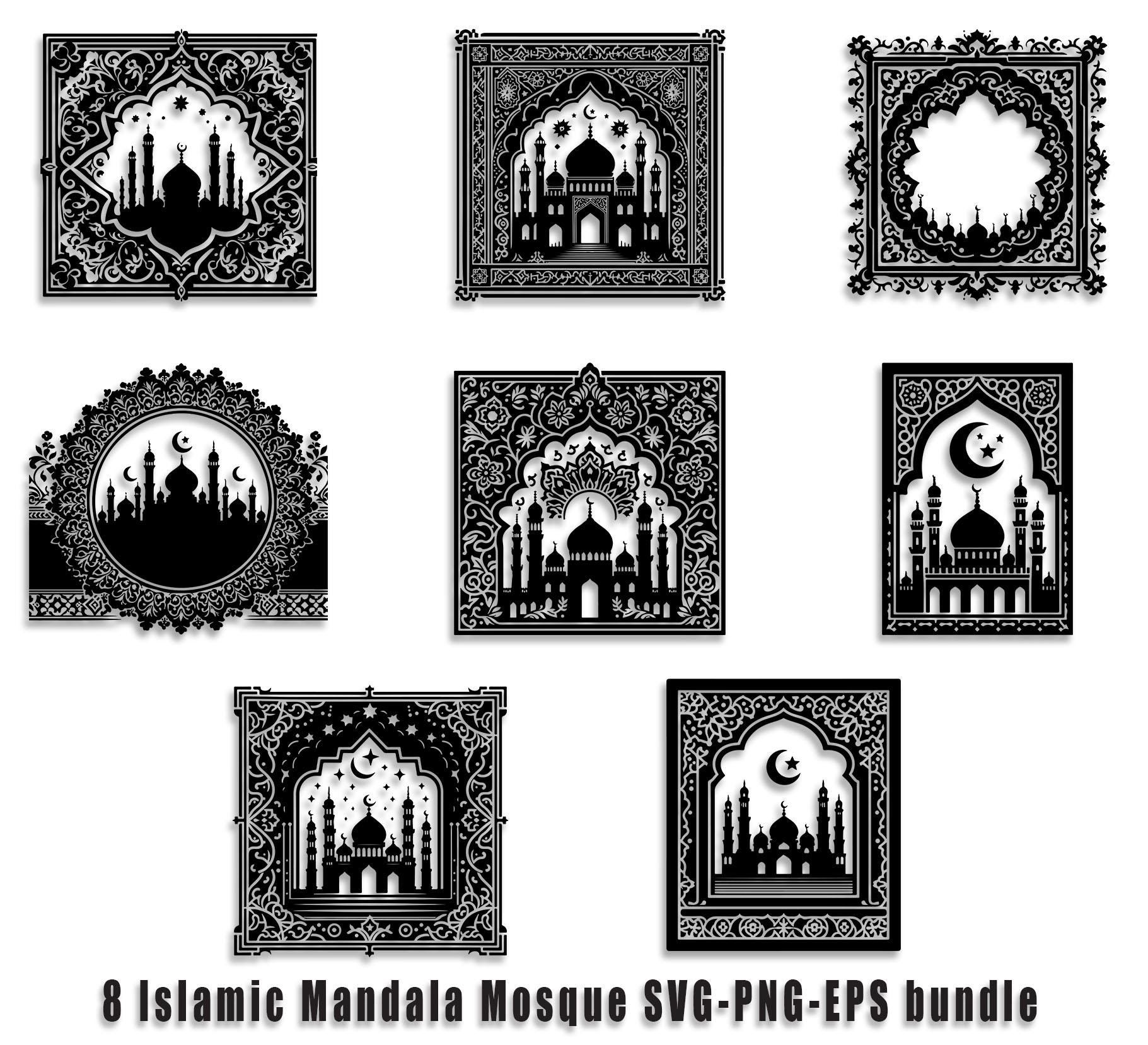 Islamic Mandala Mosque Vector: SVG, EPS, PNG Files (digital Download ...