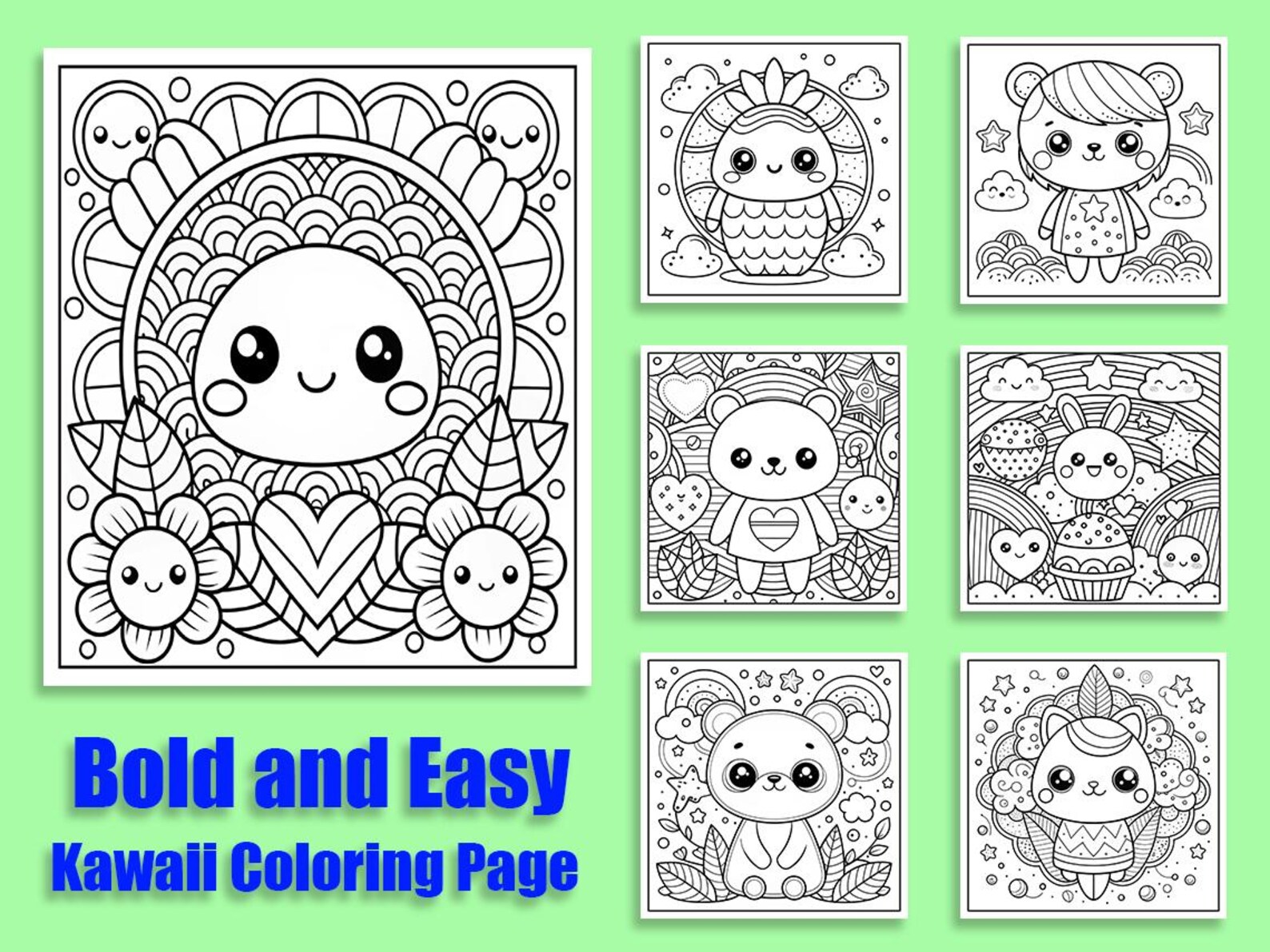 Bold and Easy Coloring Pages, Minimalist Boho Art, Simple Line Art ...