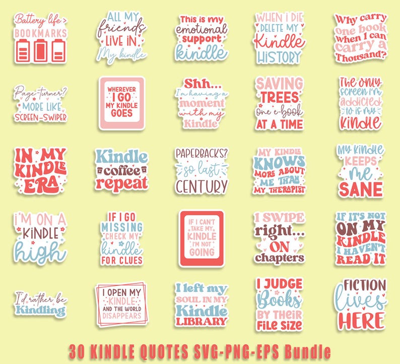 Kindle Quotes SVG Bundle: E-reader Stickers (digital Download) - Etsy