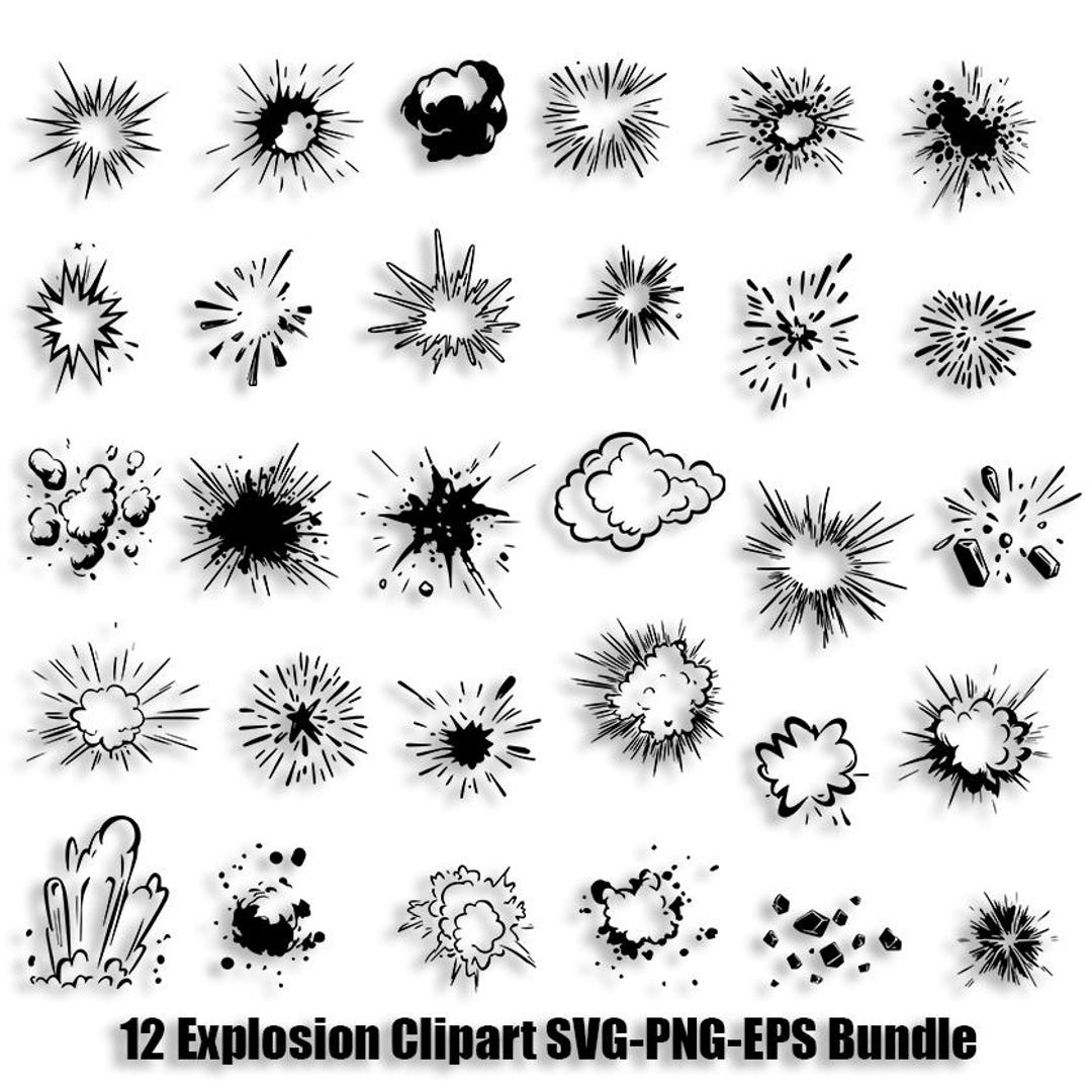 Explosion Clipart Bundle, Cartoon Explosions, Comic Book Effects, Blast ...