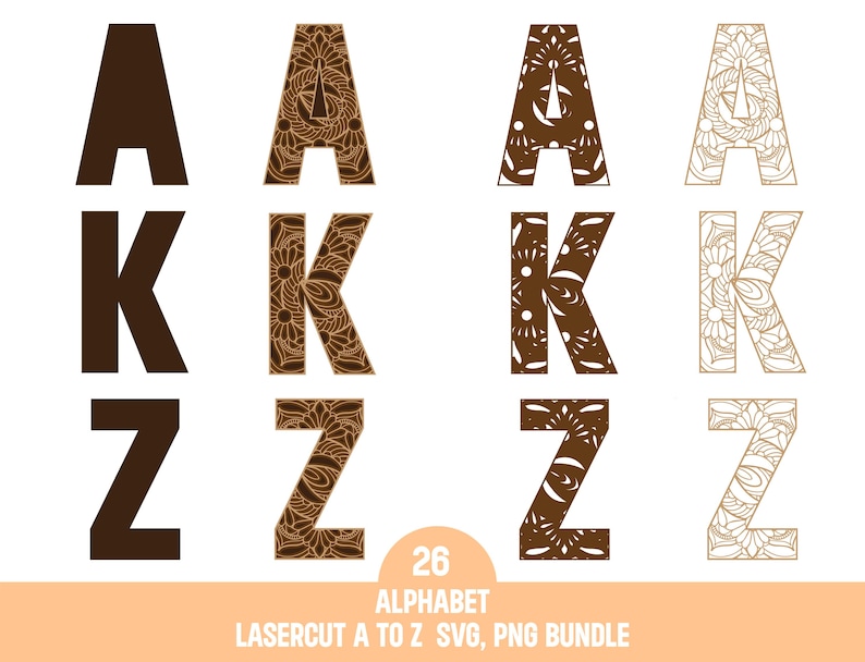 Laser Cut Lettering Alphabet Letter A-Z Vector SVG: Layered Wooden ...