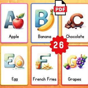 Alphabet With Food Montessori Cards • Flash Cards Nomenclature ...