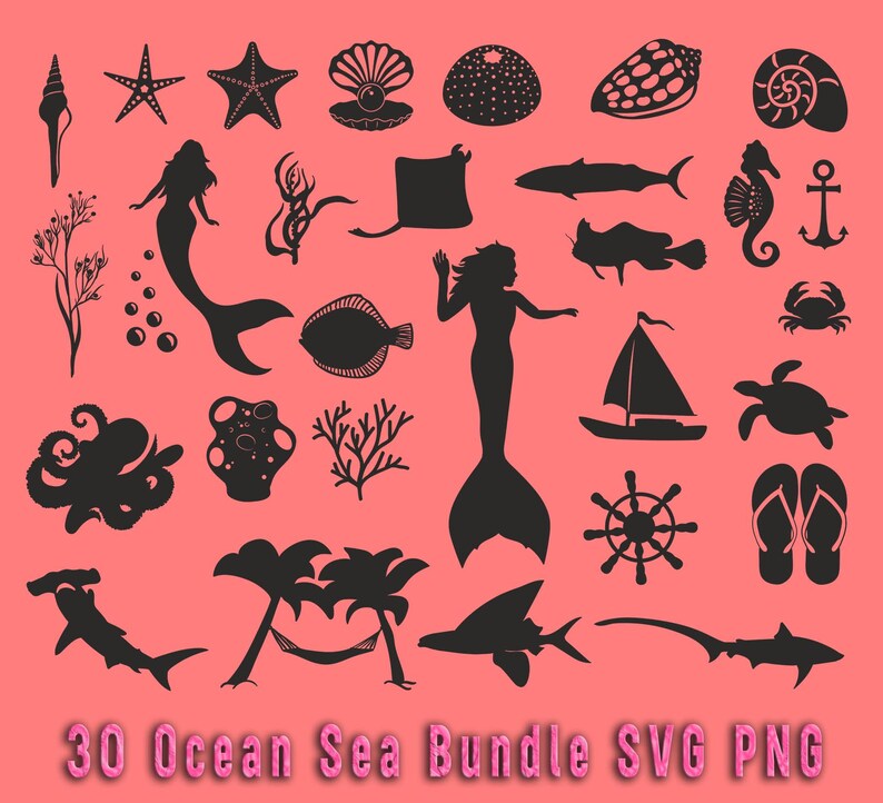 Ocean Sea SVG Bundle Cut File Cricut Silhouette Sea Animal Underwater ...