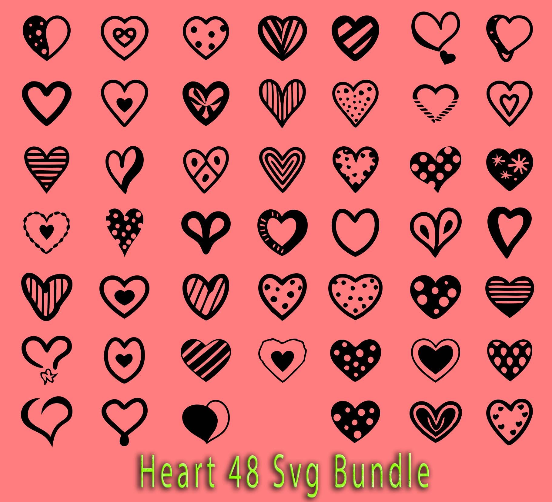 HEART Bundel SVG, HEART Doodle Svg, Heart Svg Cut Files for Cricut, Heart Clipart, Hand Drawn ...