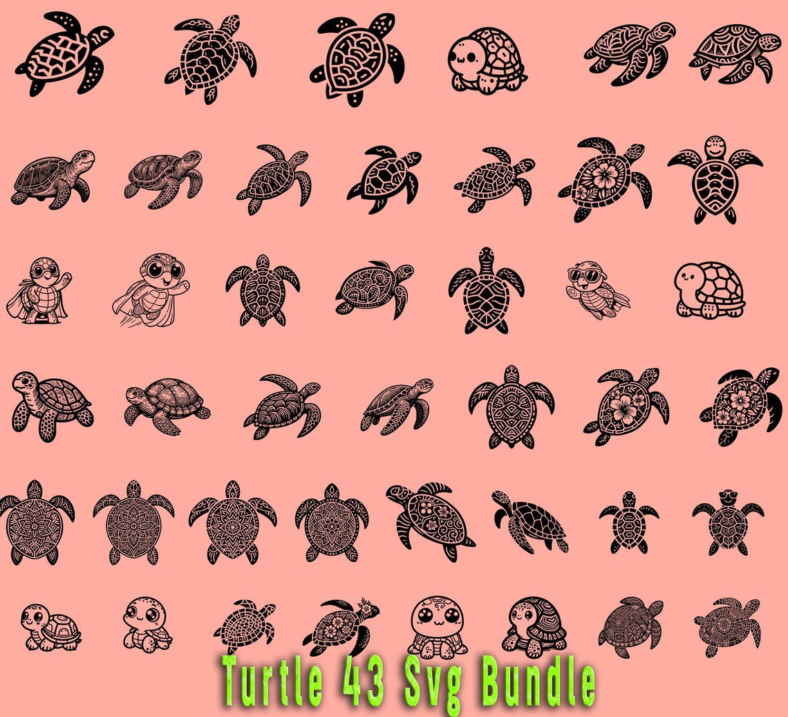 Turtle Svg Bundle, Cute Sea Turtle Svg, Baby Turtle Svg, Ocean Turtle ...