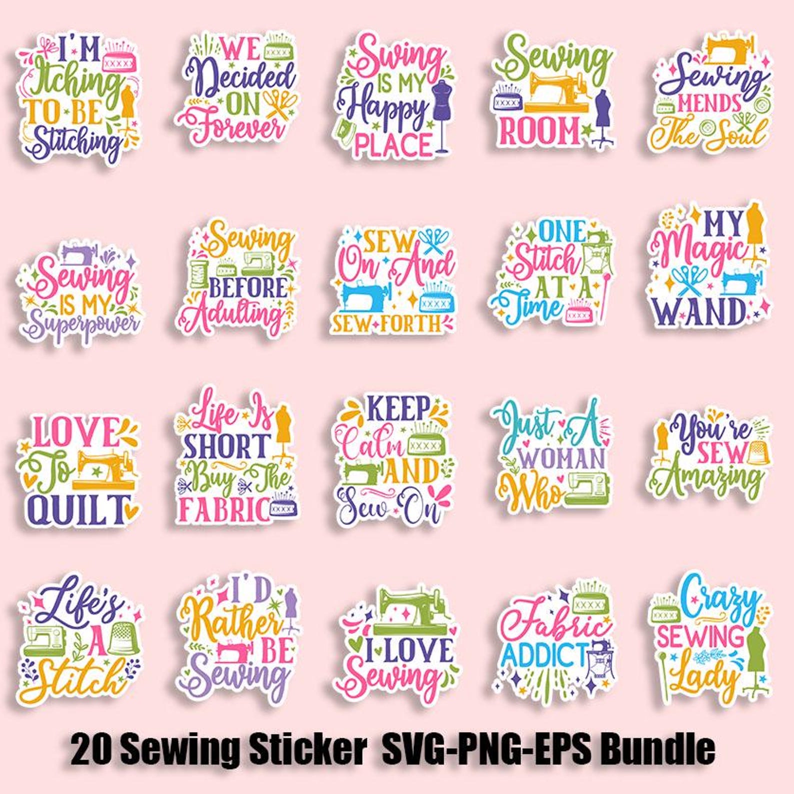 Crafting Sticker Bundle Svg PNG, Sewing Stickers Sewing Quotes Svg ...