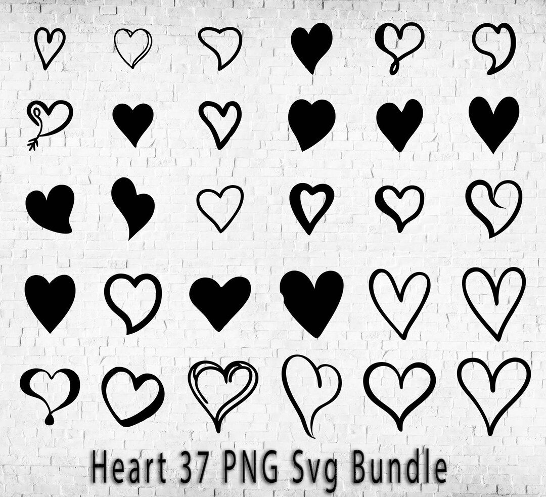 HEART Bundel SVG, HEART Doodle Svg, Heart Svg Cut Files for Cricut, Heart Clipart, Hand Drawn ...