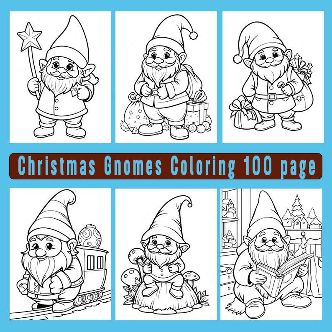 Kids Christmas Gnomes Coloring Pages: 100 Page Activity (digital ...