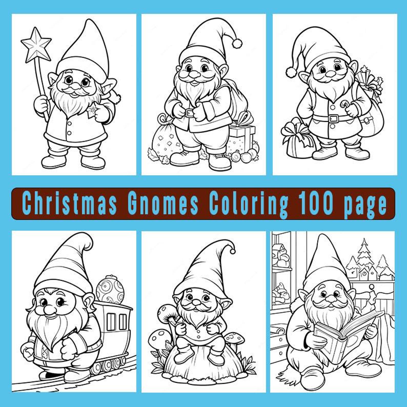 Kids Christmas Gnomes Coloring Pages: 100 Page Activity (digital ...