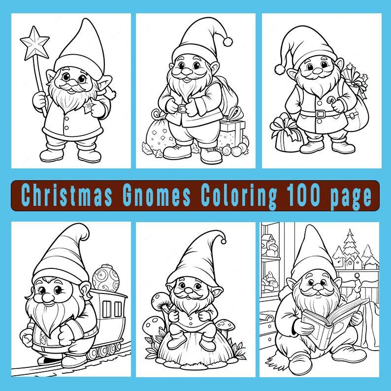 Kids Christmas Gnomes Coloring Pages: 100 Page Activity (digital ...