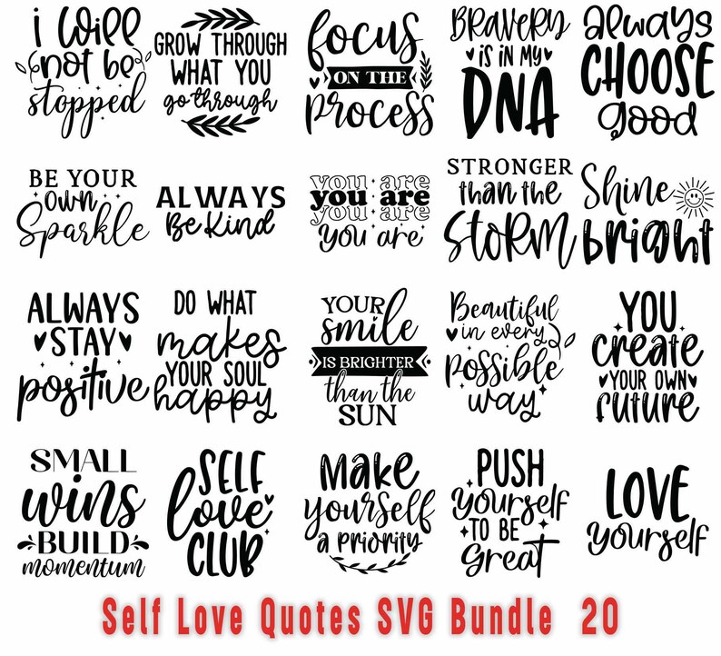 Self Love Svg, Mental Health SVG Bundle, Inspirational Svg, Positive ...