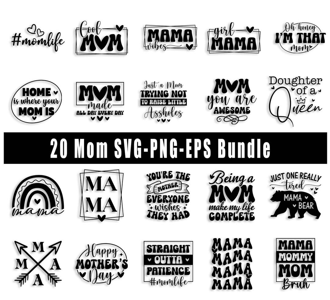 Mom SVG Bundle: Floral Mama, Boho Designs (PNG, PDF) - Etsy