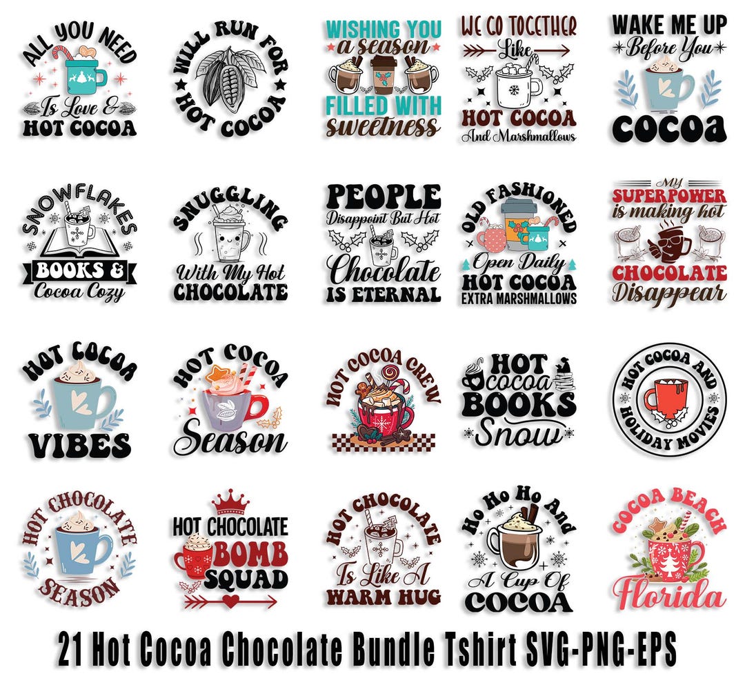 Hot Cocoa SVG Bundle: Christmas Designs (digital Download) - Etsy