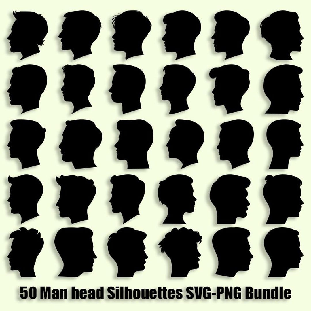 Man Head Silhouette Cut Files for Cricut Svg Profile SVG, Man Heads SVG ...