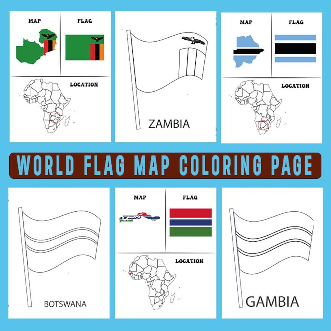 World Countries Map Flags Coloring Page, Map Country Pdf, United States ...