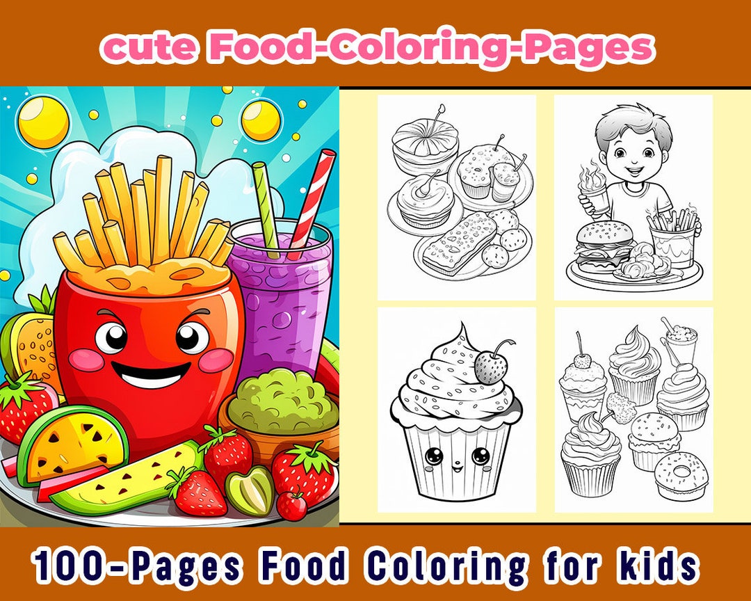 Printable Food and Drink Coloring Pages Doodles Fun Digital Download ...