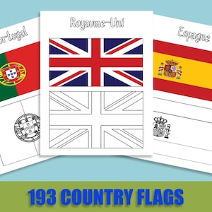 National Flags Coloring Pages: 193 Countries, Homeschool (PDF) - Etsy