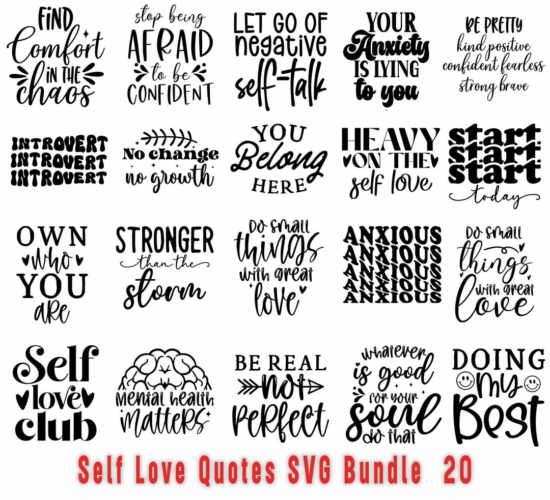 Self Love Svg, Mental Health SVG Bundle, Inspirational Svg, Positive ...