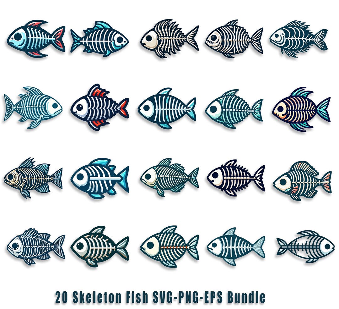 Fish Skeleton Svg,fish Skeleton Png Bundle,fish Svg,walrus Silhouette ...