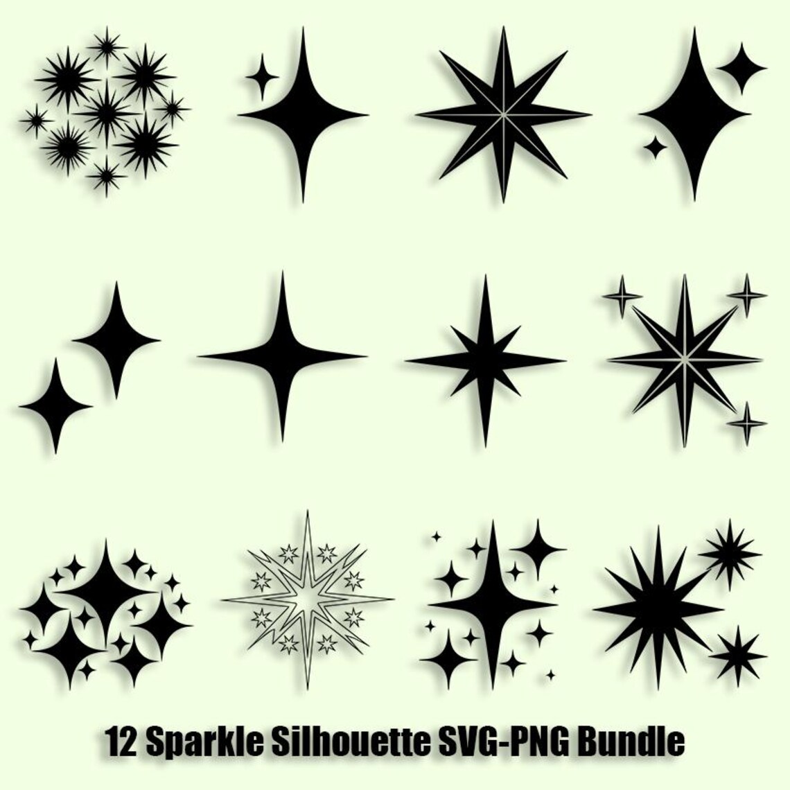 Sparkle Stars SVG Cut Files: Silhouette Clipart (digital Download) - Etsy