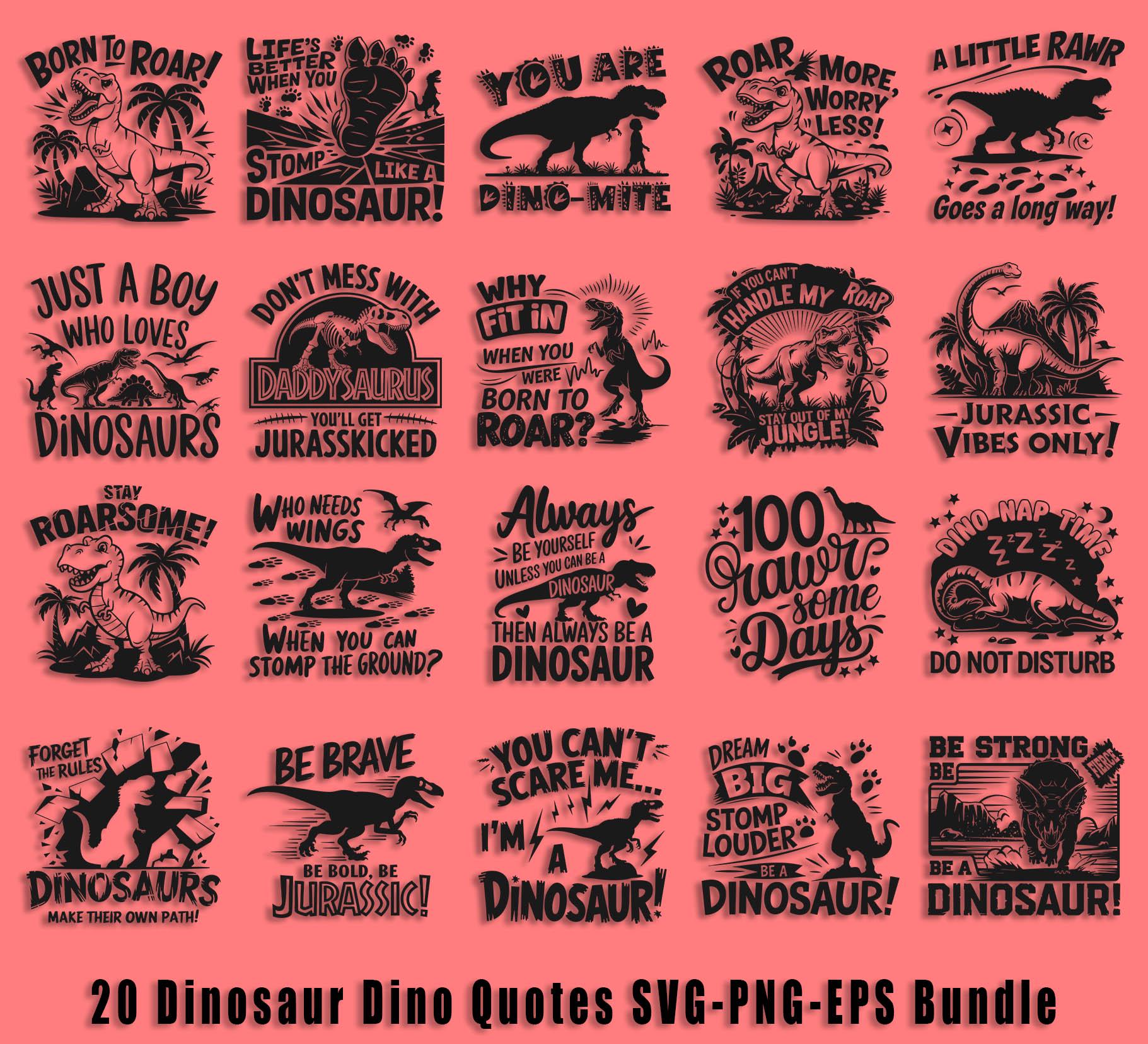 Funny Dinosaur Quotes SVG Bundle: Dino Lover Designs (digital Download ...