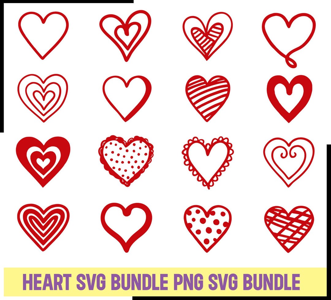 HEART Bundel SVG, HEART Doodle Svg, Heart Svg Cut Files for Cricut ...