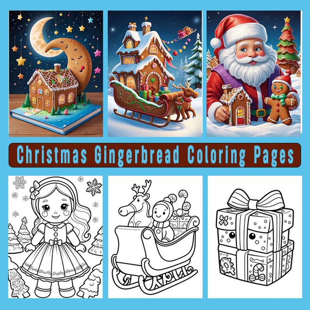 Kids Christmas Gingerbrea Coloring Pages, Christmas Activity, 15 ...